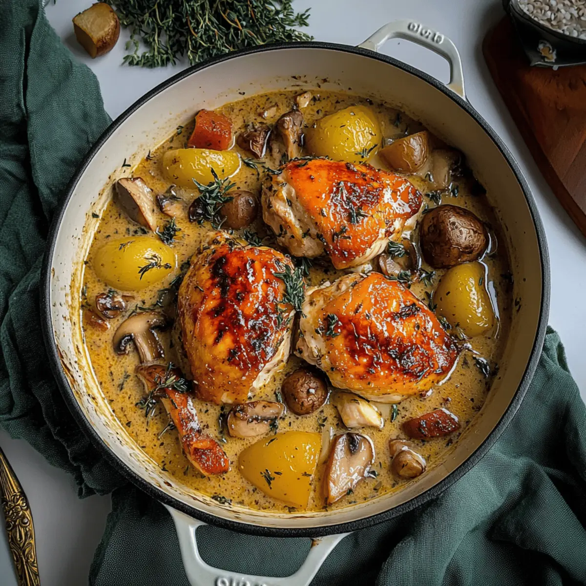 Ultimate Herb Roasted Chicken in Creamy White Wine Sauce Delight
